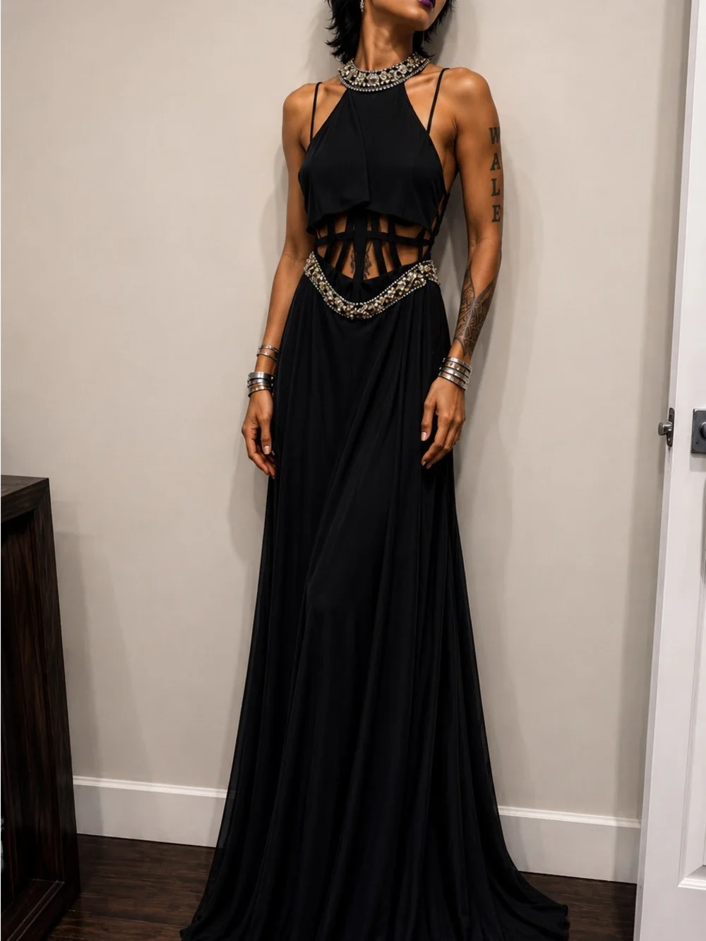 Alyce Paris | Dresses | Alyce Paris Black Maxi Gown With Jewel ...